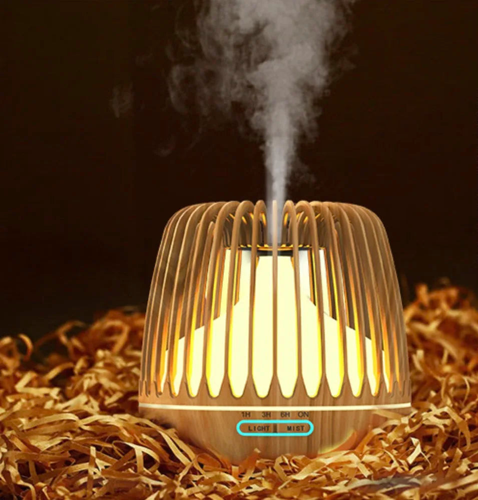 Ultrasonic Wooden Grill Air Humidifier and Essential Oil Diffuser ...